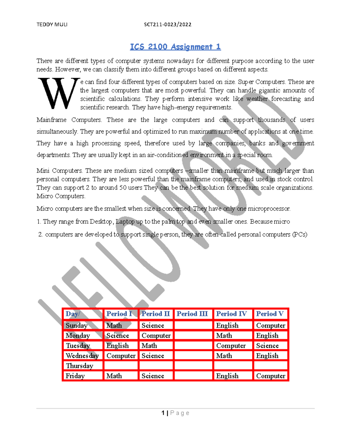 ICS 2100 Exercise 1 - practice - TEDDY MULI SCT211-0023/ ICS 2100 ...