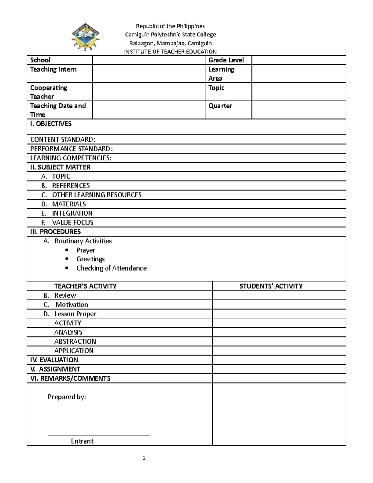 Detailed Lesson Plan Template-4 - Republic of the Philippines Camiguin ...