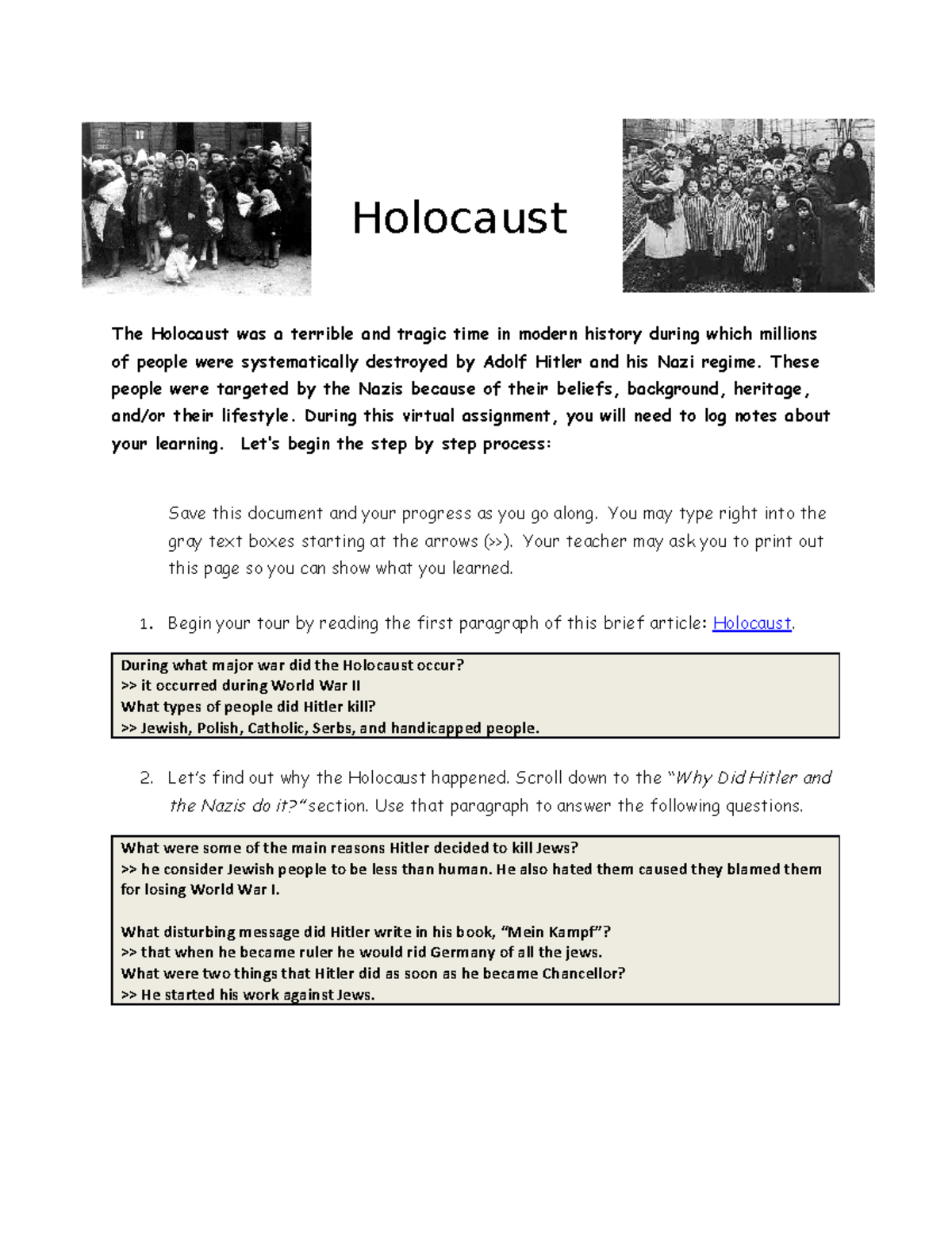 Holocaust interactive webquest - The Holocaust was a terrible and ...