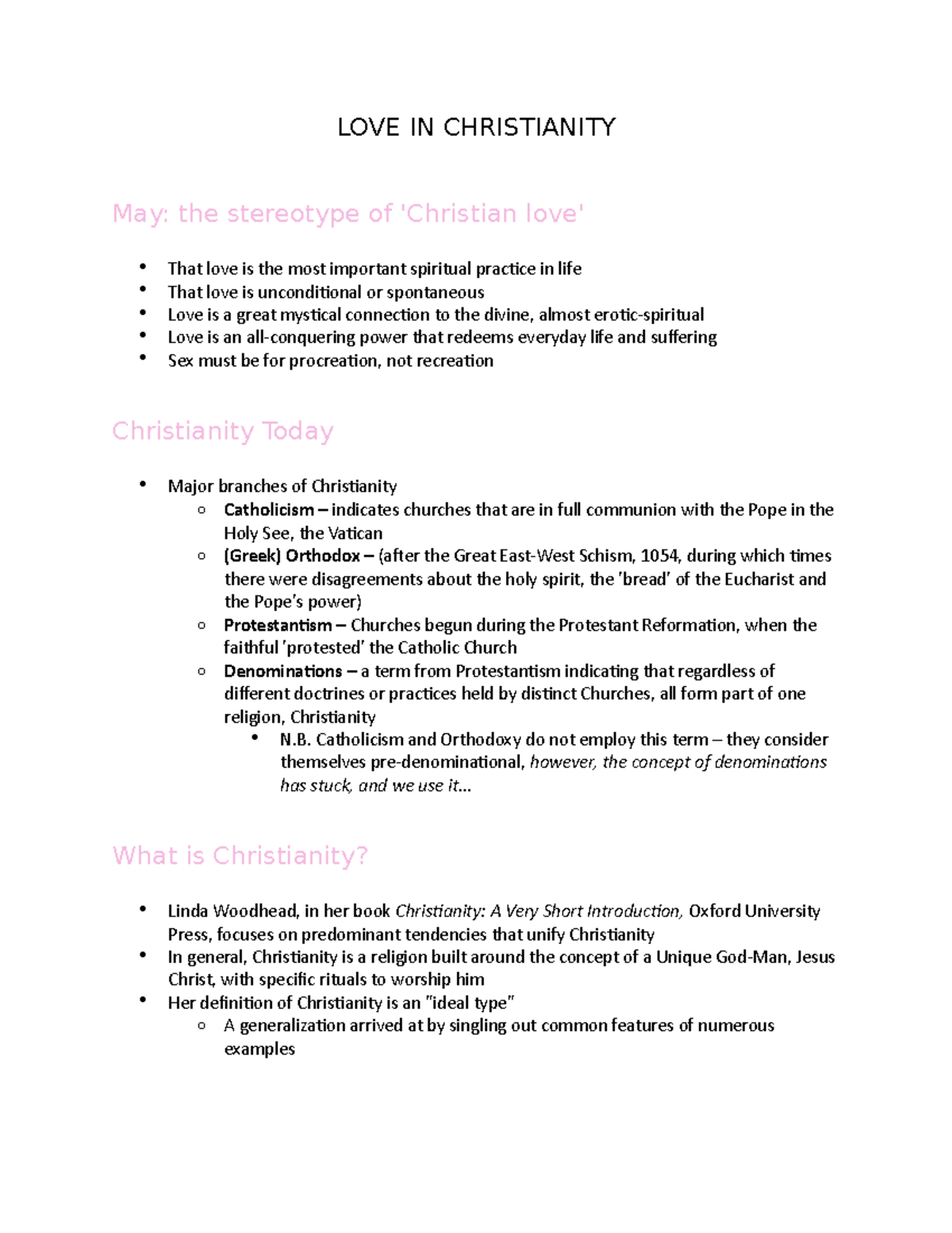 RE103 Lecture 4 - WLU - LOVE IN CHRISTIANITY May: the stereotype of ...