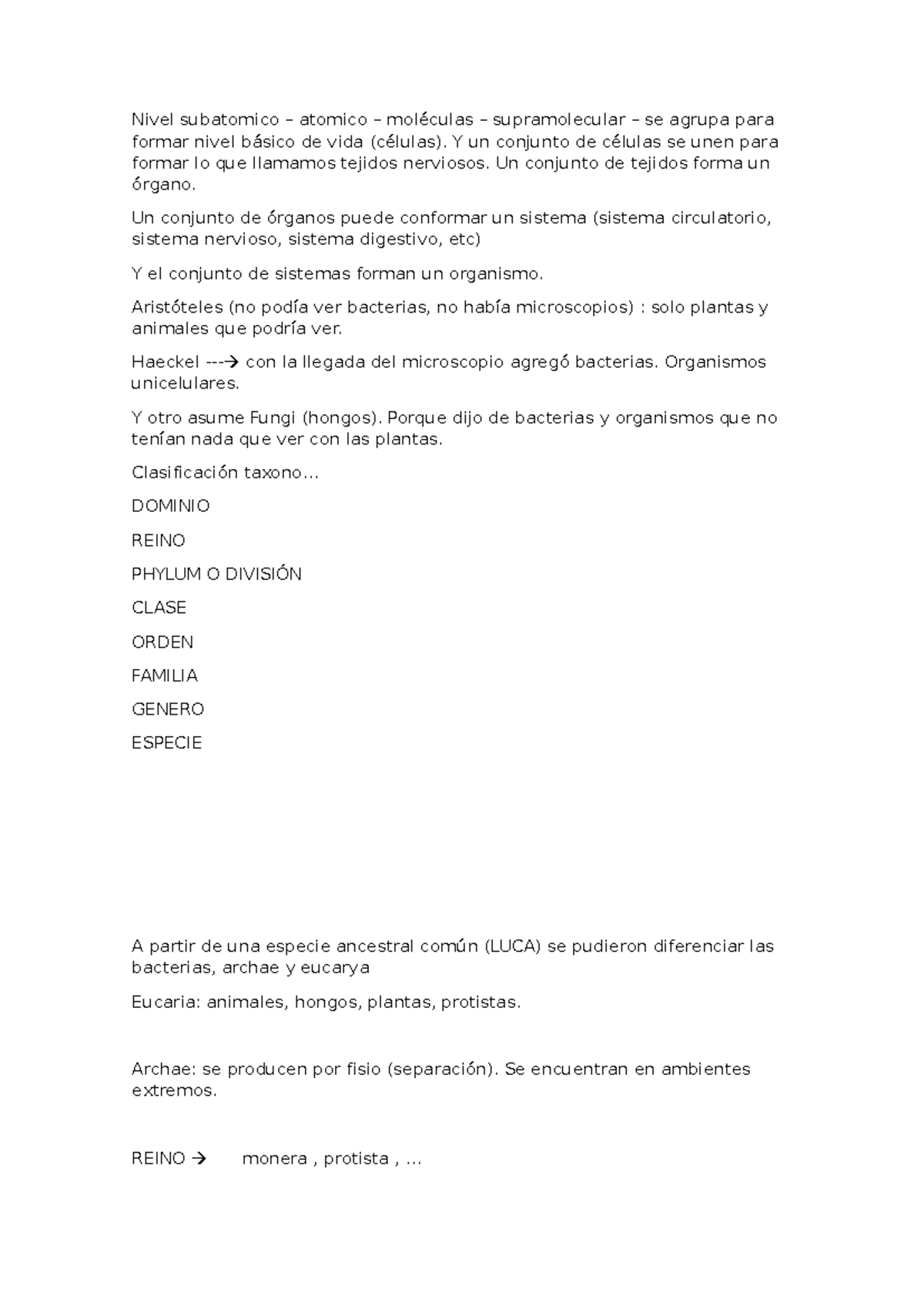 Biología - Nivel subatomico – atomico – moléculas – supramolecular – se ...