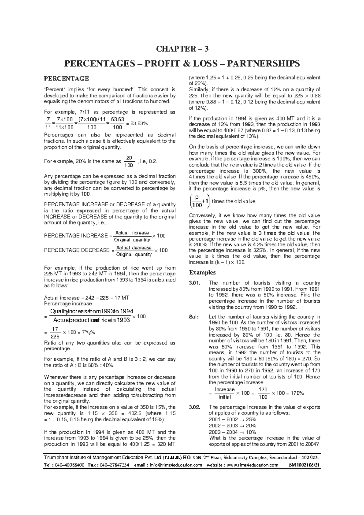 Chapter 3 percentage - xvxvx - Triumphant Institute of Management ...