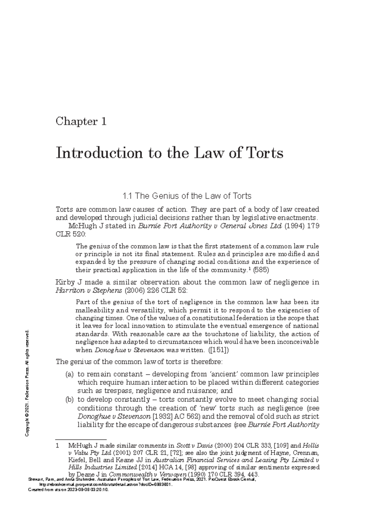 Australian Principles of Tort Law - (Chapter 1 Introduction to the Law ...