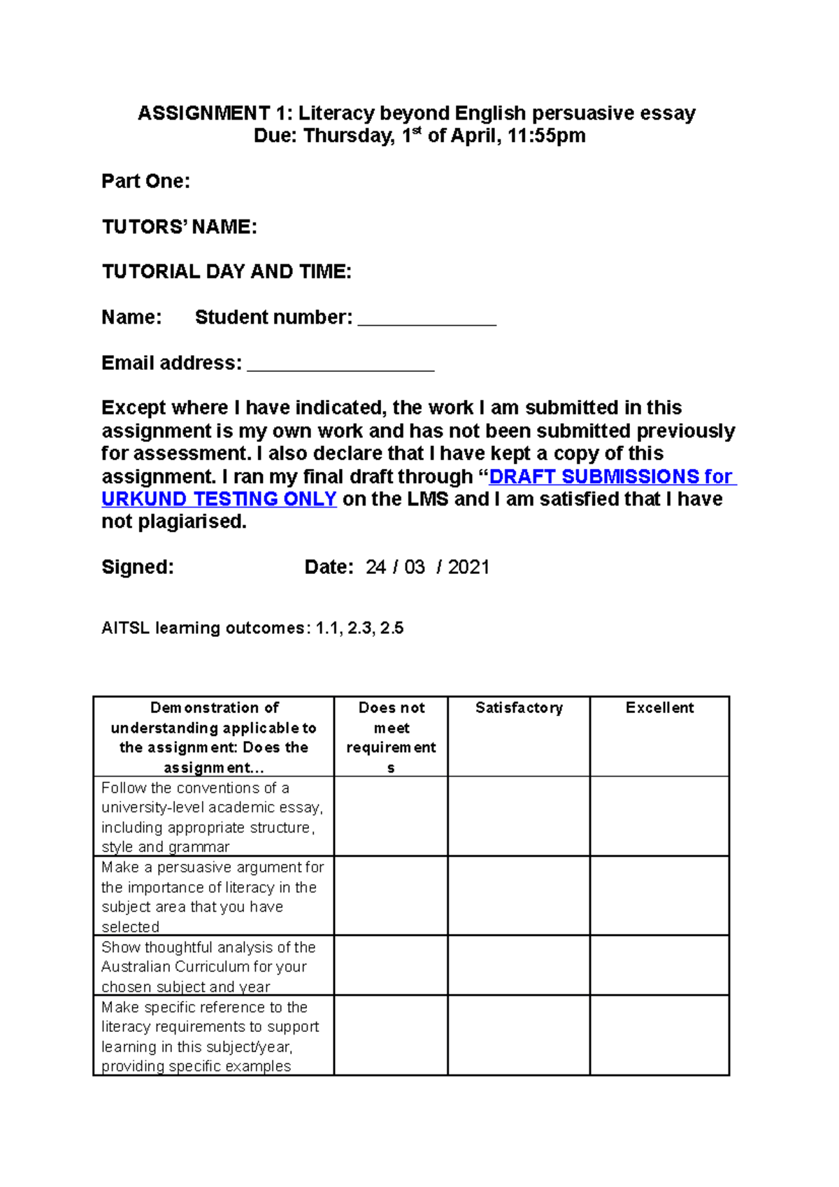 EDN111 Assignment 1 - n/a - ASSIGNMENT 1: Literacy beyond English ...