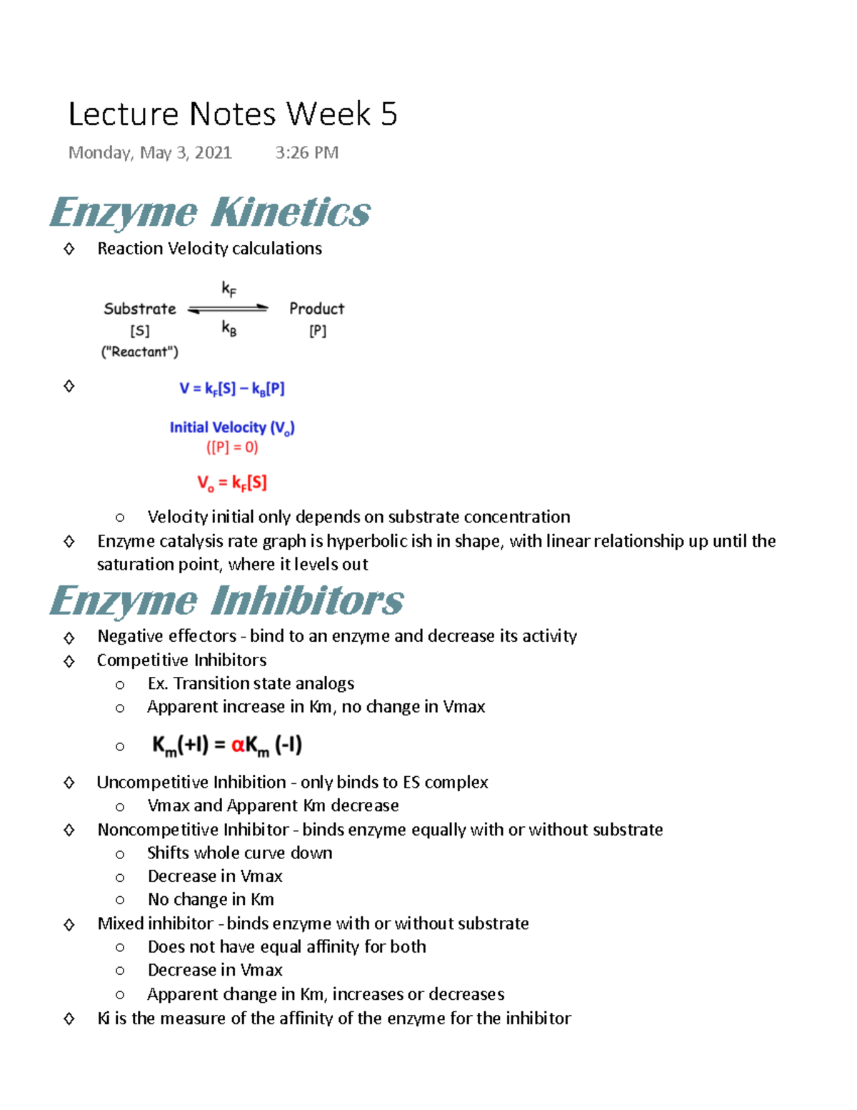 Biochem Enzymes - Lecture notes Week 5 lecture 3 - 153A - UCLA - Studocu