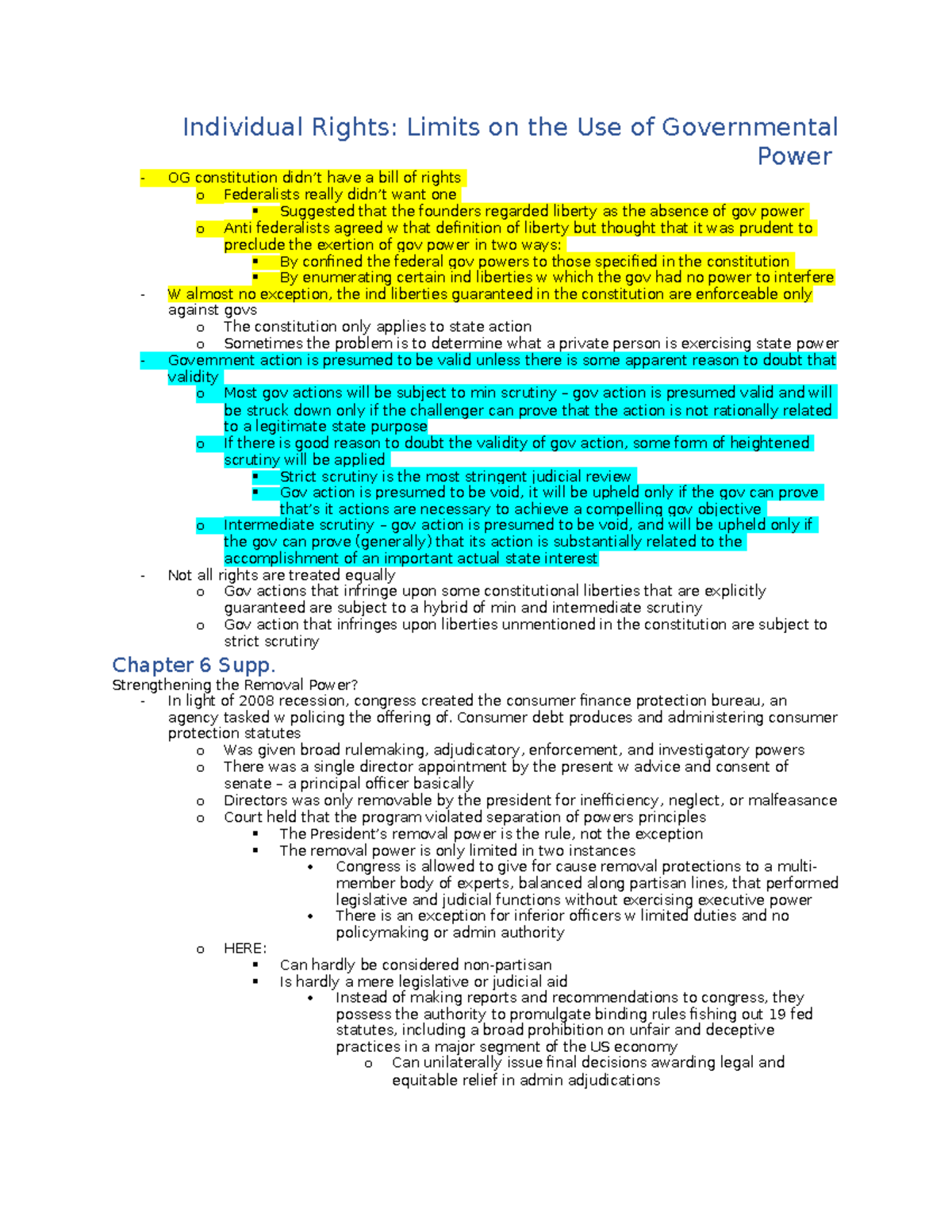 Individual Rights - Lecture notes 5 - Individual Rights: Limits on the ...