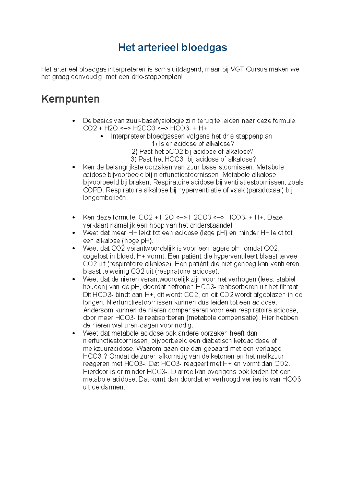 Metabolie of respiratoire & acidose of alkalose - Het arterieel ...
