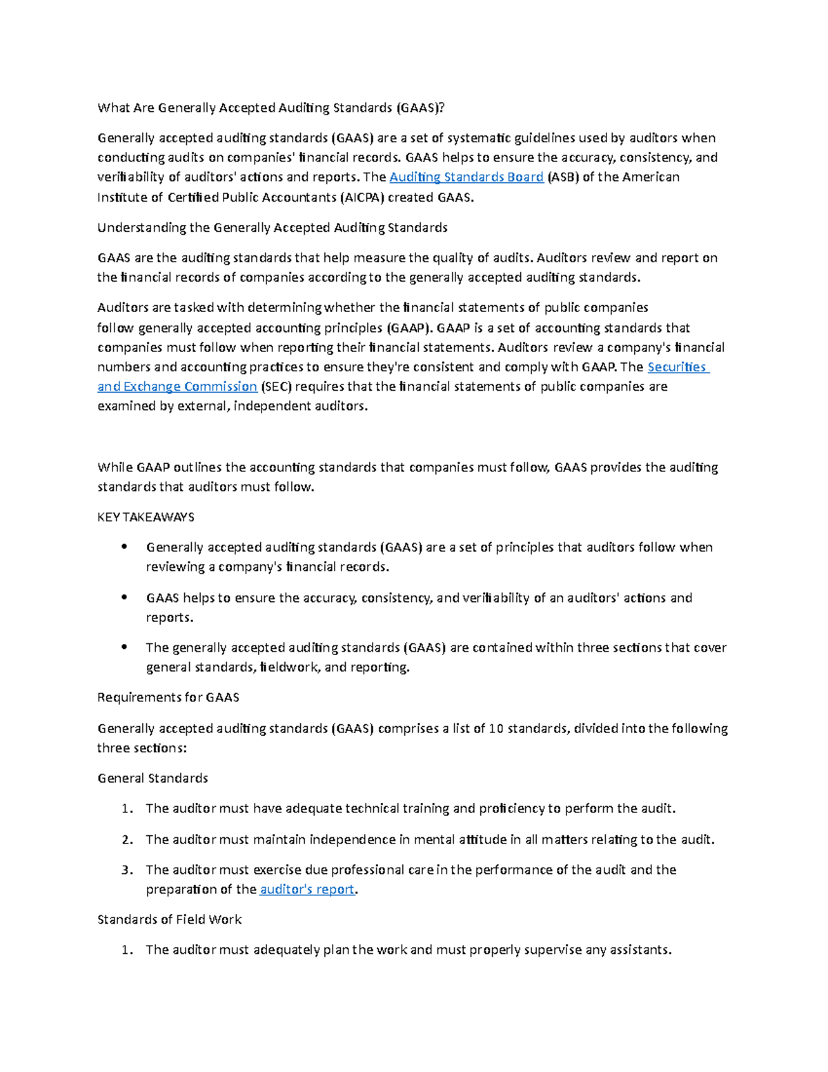 10 Standards in GAAS - Auditing Standard - What Are Generally Accepted ...