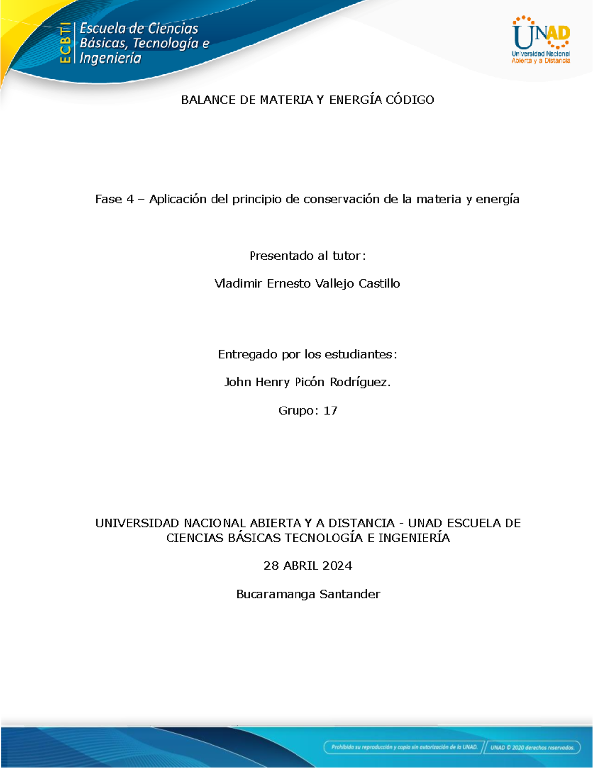 Balance diagramas - BALANCE DE MATERIA Y ENERGÍA CÓDIGO Fase 4 ...