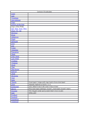 ASL Lesson 2 Vocab - ASL 201 Lesson 2 Vocabulary Sign Video Notes Deaf ...