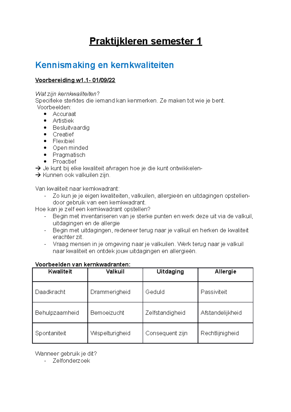 Praktijkleren semester 1 - Ze maken tot wie je bent. Voorbeelden ...