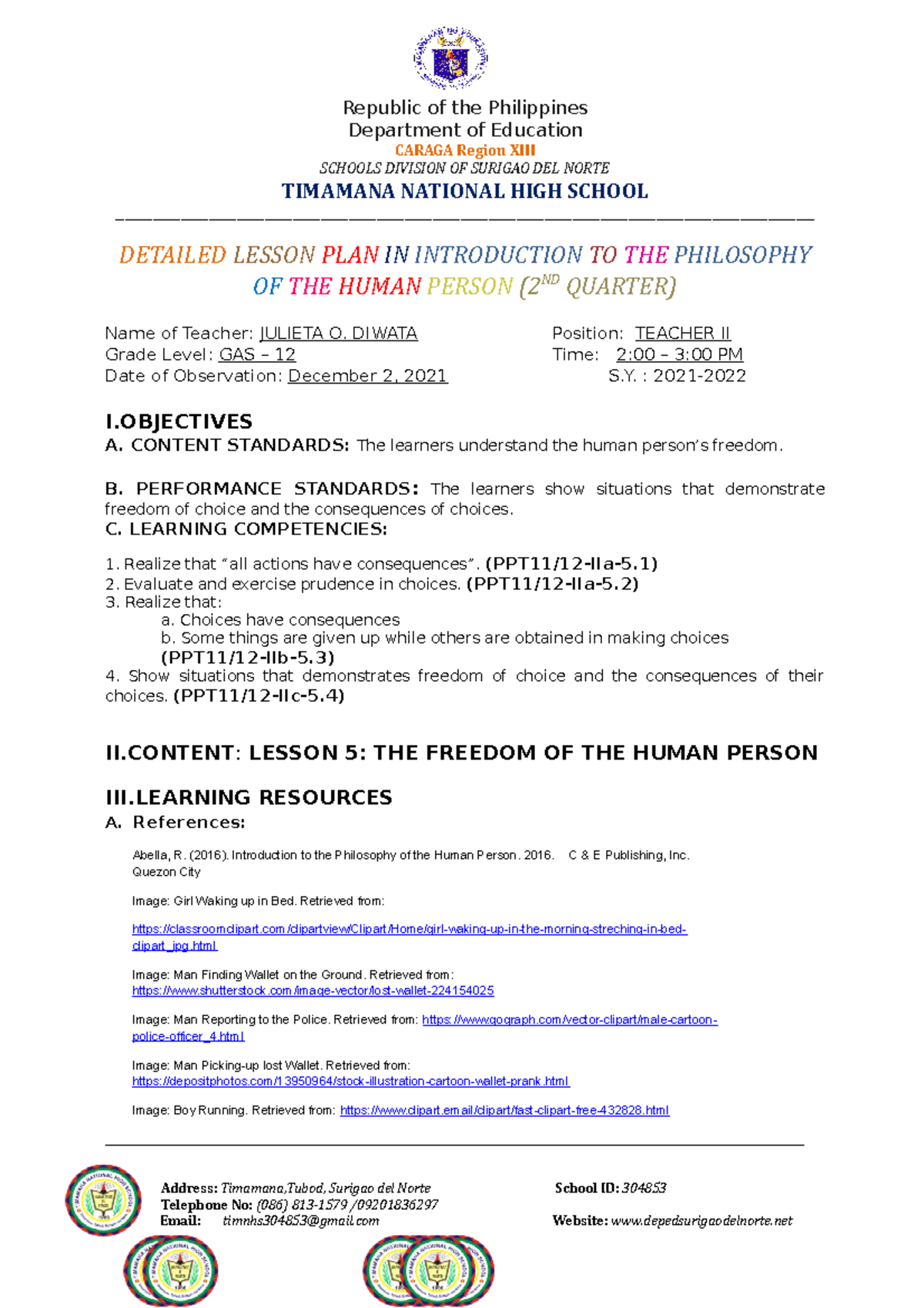 DLP Intro to Philosophy of Human Person - Department of Education CARAGA Region XIII SCHOOLS ...