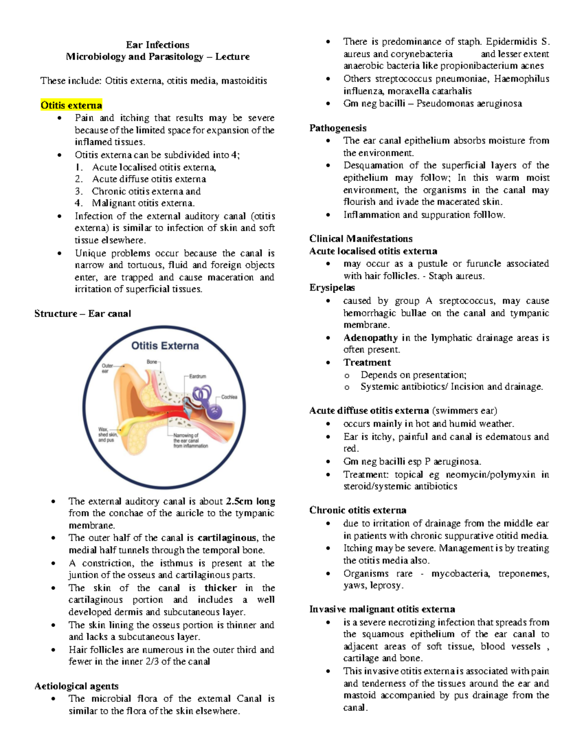 EAR Infections - Ear Infections Microbiology and Parasitology – Lecture ...