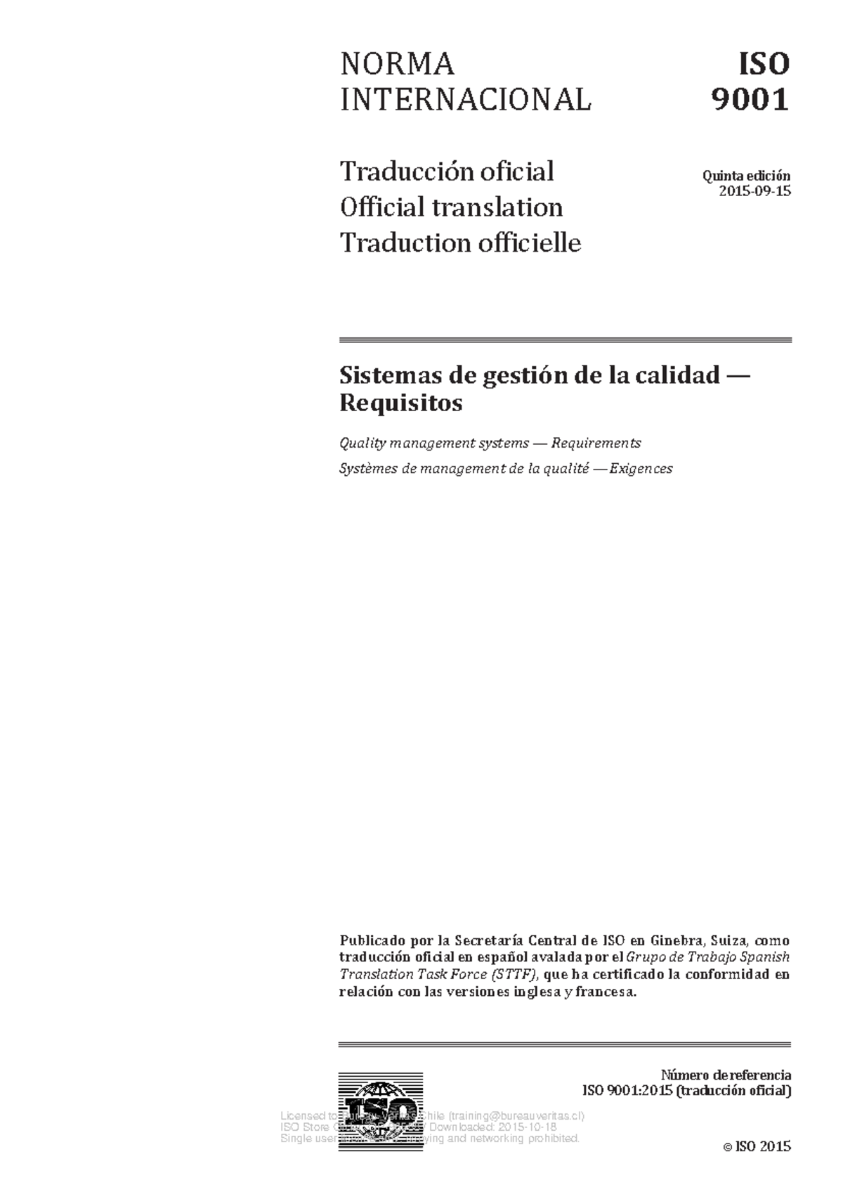Norma ISO 9001 2015 - sadasdasd - NORMA INTERNACIONAL Traducción ...