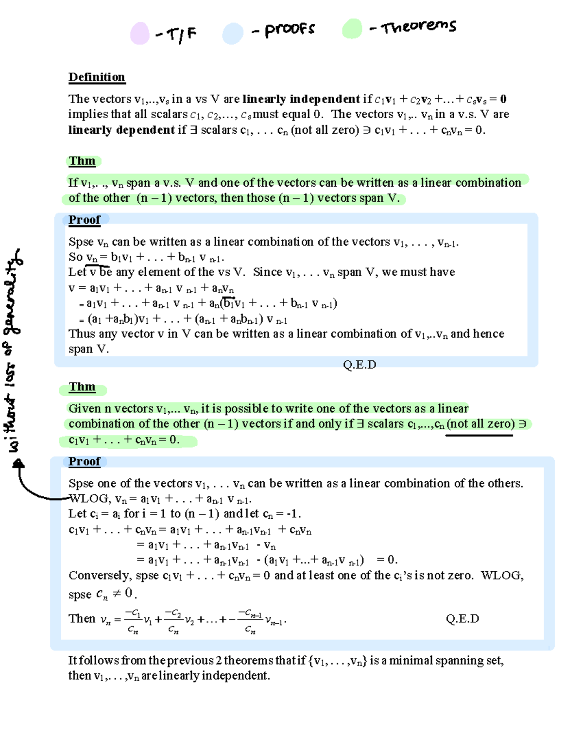 Linearly Independent/Dependent Vectors - Definition The vectors v 1 ...