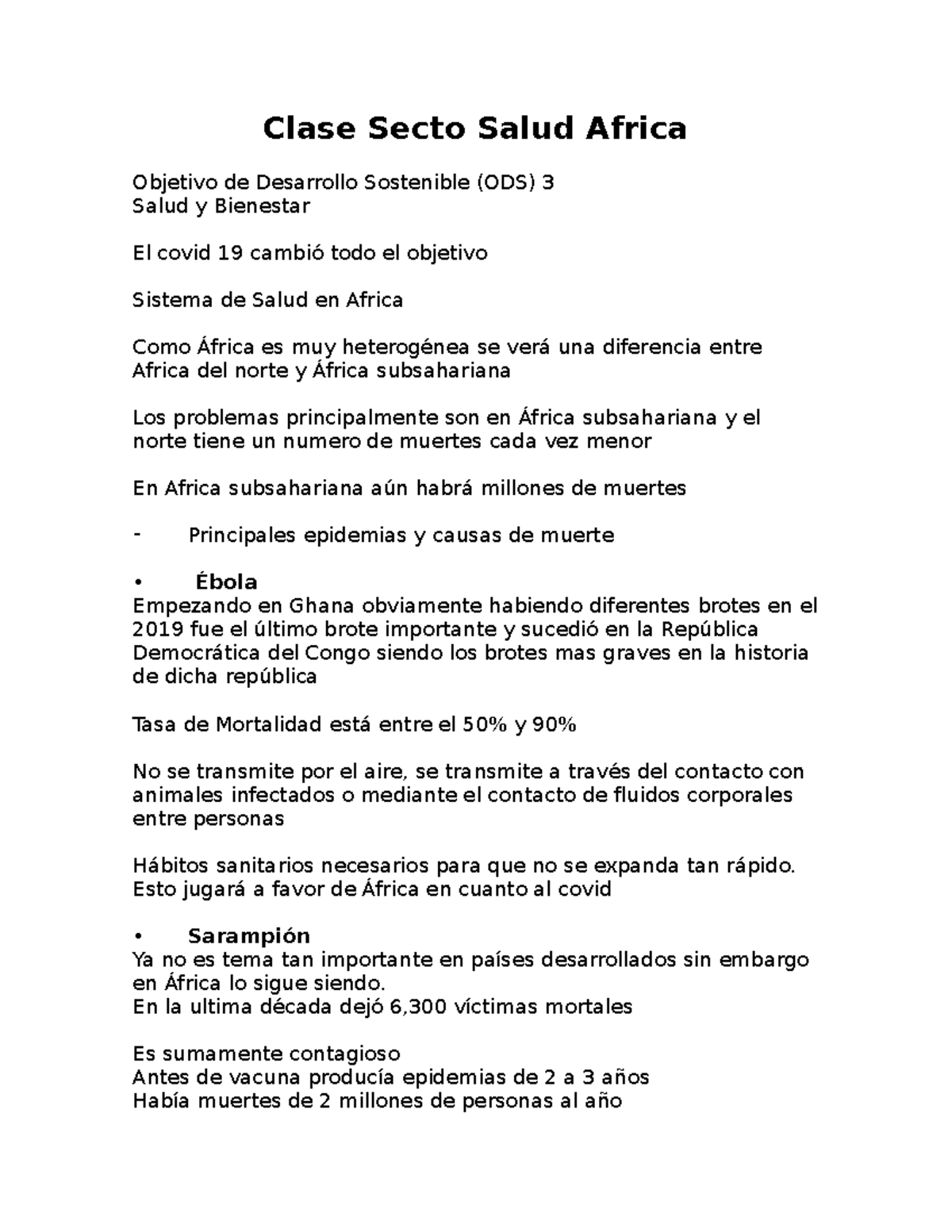 Clase Sector Salud Africa - Clase Secto Salud Africa Objetivo de ...