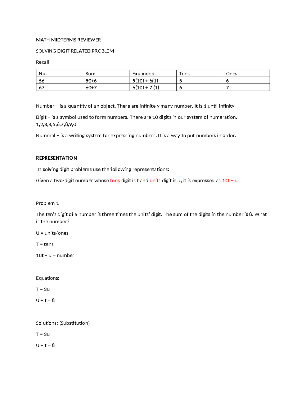 MATH T3 Midterms Reviewer - MATH MIDTERMS REVIEWER SOLVING DIGIT ...