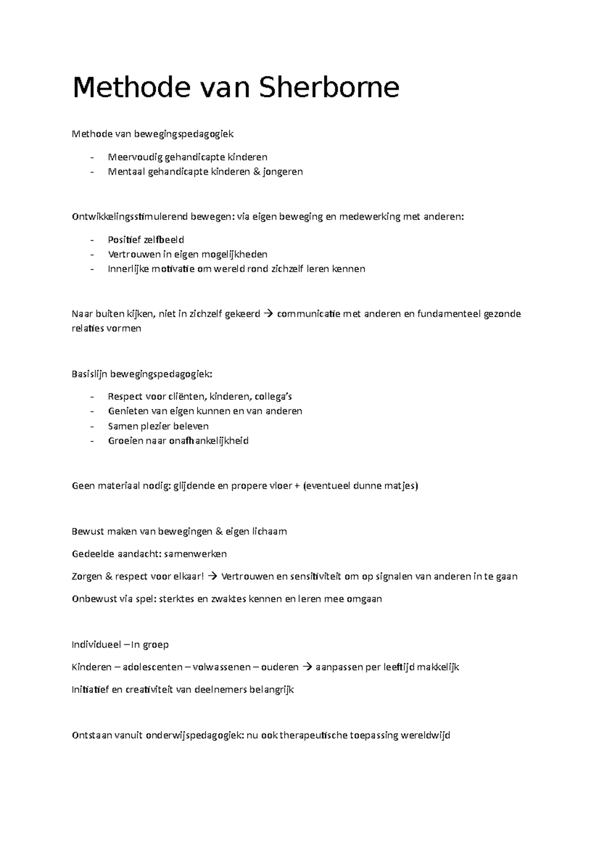 Sherborne - Methode van Sherborne Methode van bewegingspedagogiek ...
