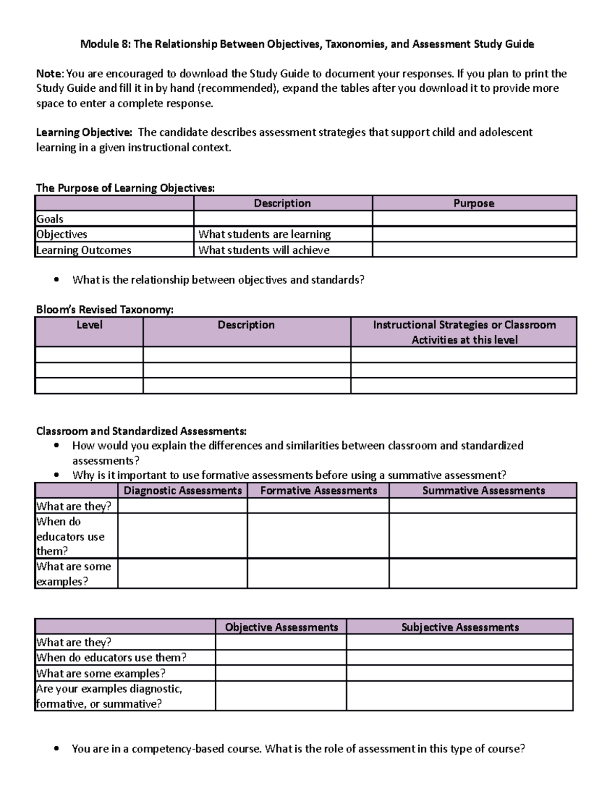 D094 d307 m8 study guide - Module 8: The Relationship Between ...