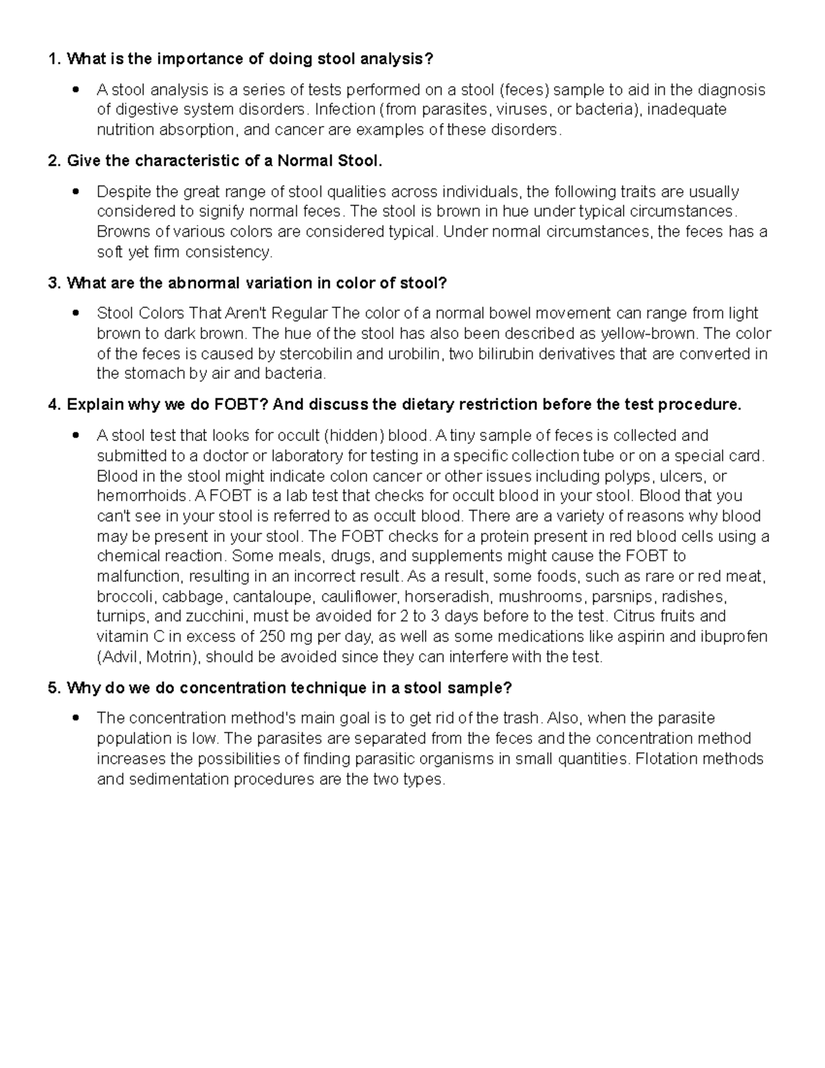 Fecalysis Activity Midterm 2022 - 1. What is the importance of doing ...