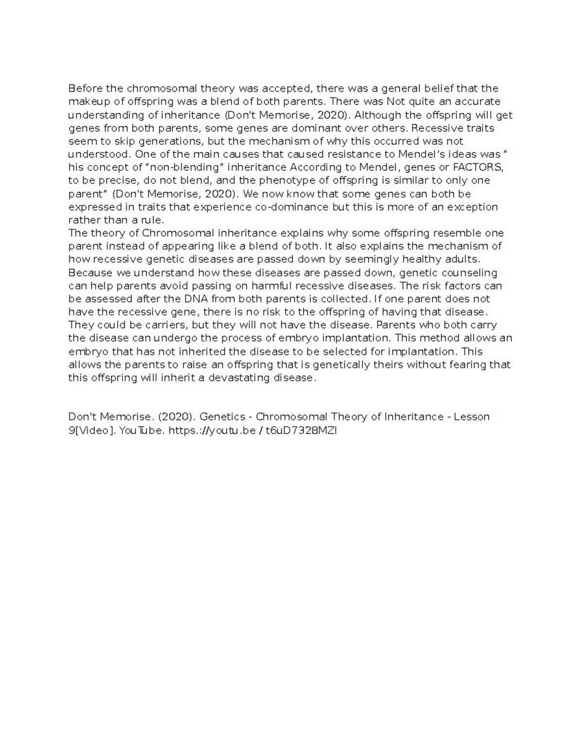 BIOL 1121 Discussion Forum Unit 6 14 - Before the chromosomal theory ...