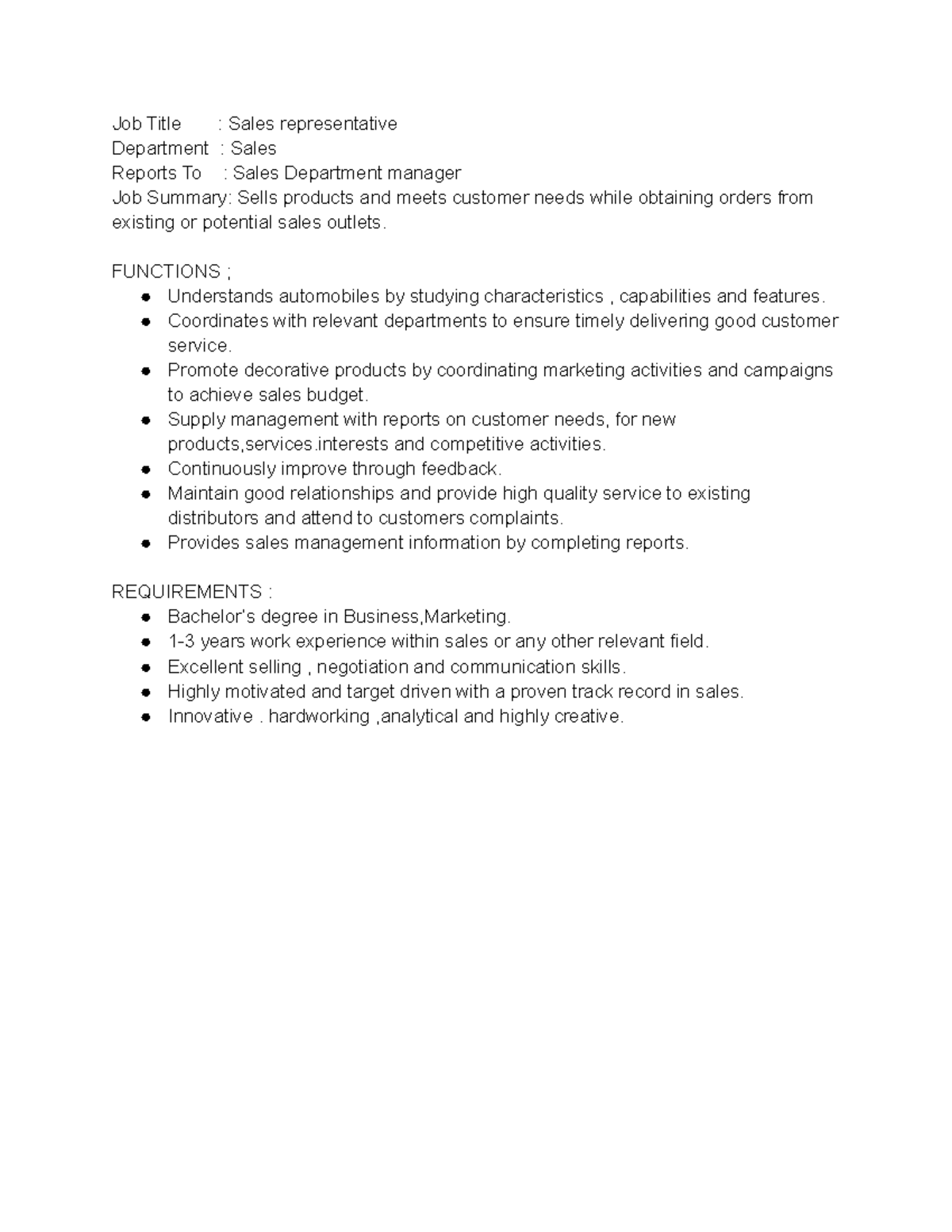 Job-Title-Sales-representative - Job Title : Sales representative ...