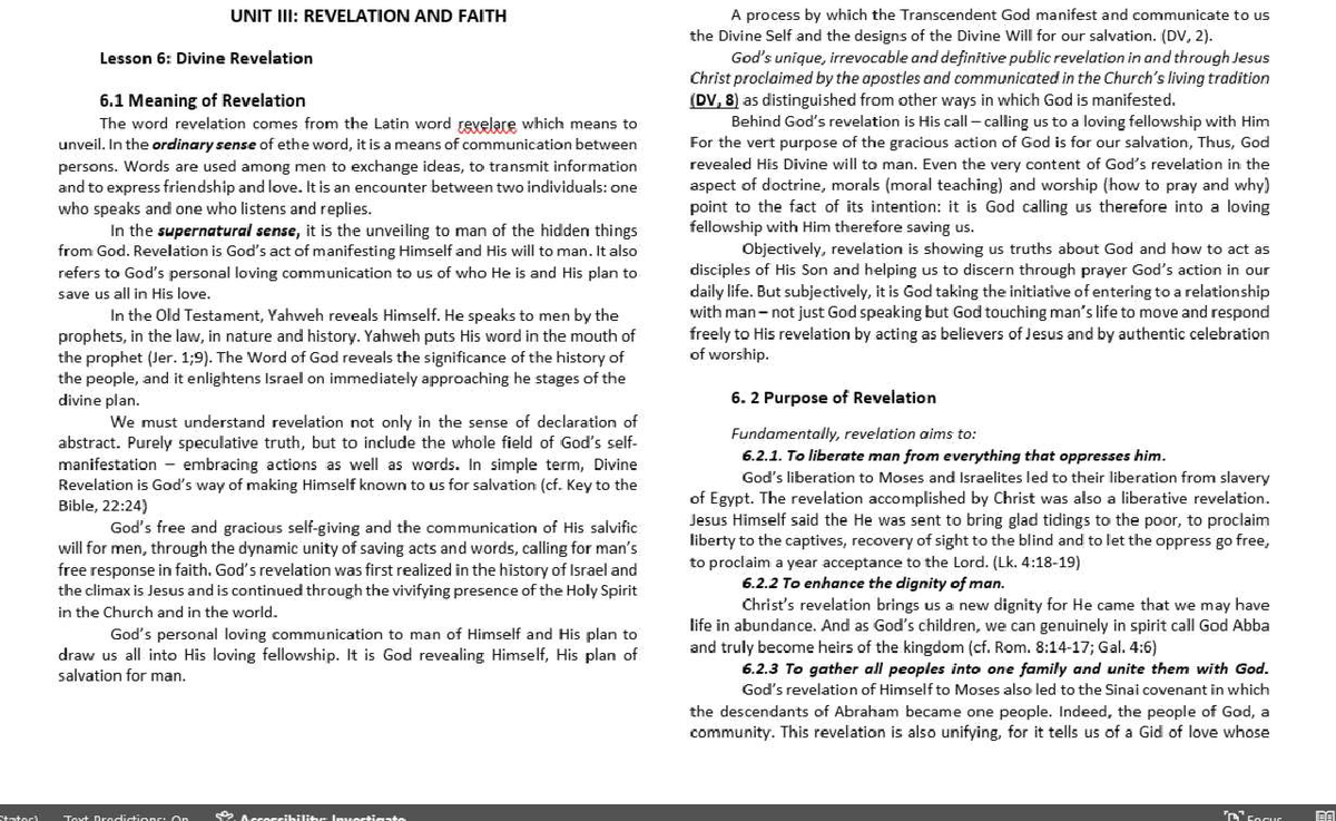 Devine- Revelation - notes on ReEd - UNIT REVELATION AND FAITH A ...