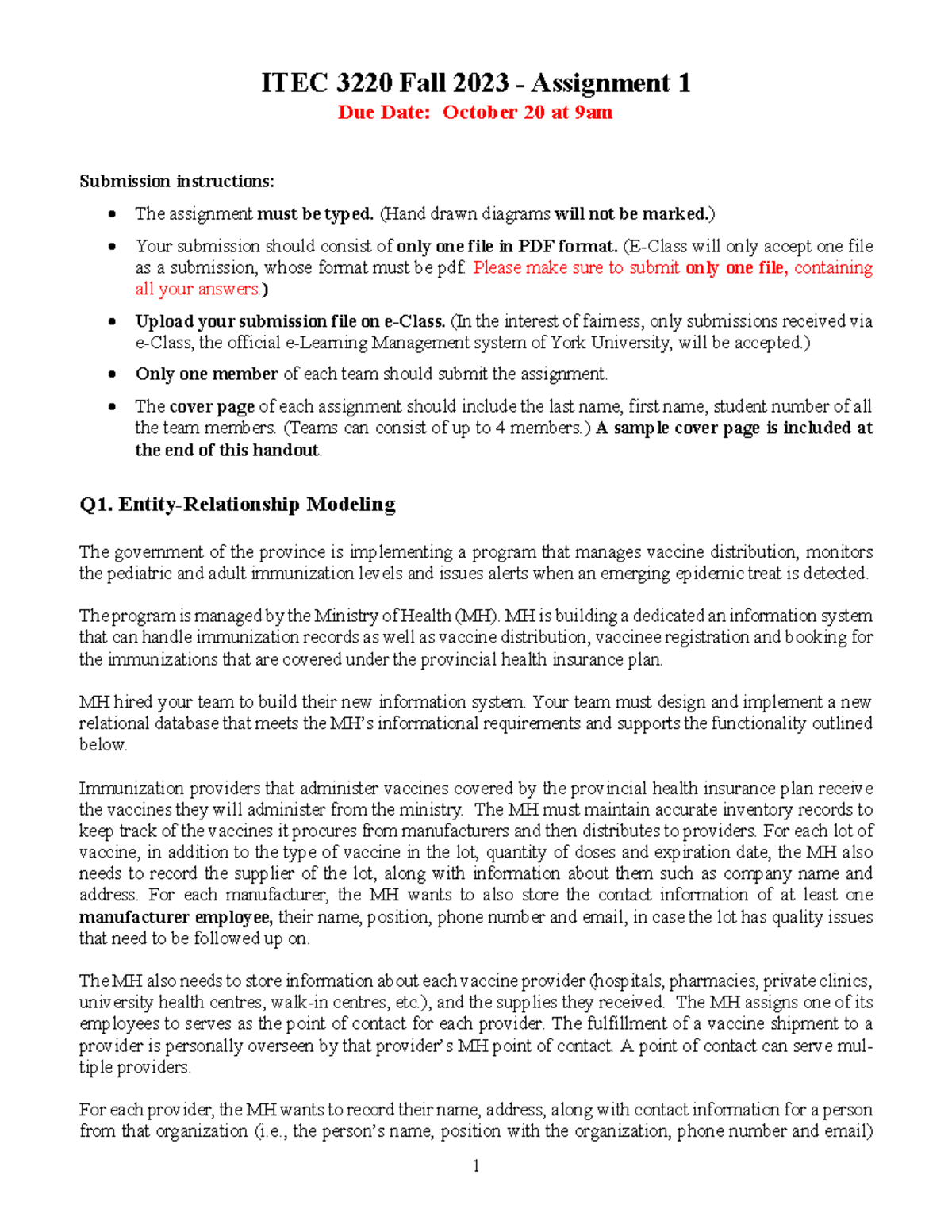 ITEC3220 A1 Fall 2023 - material - ITEC 3220 Fall 2023 - Assignment 1 ...