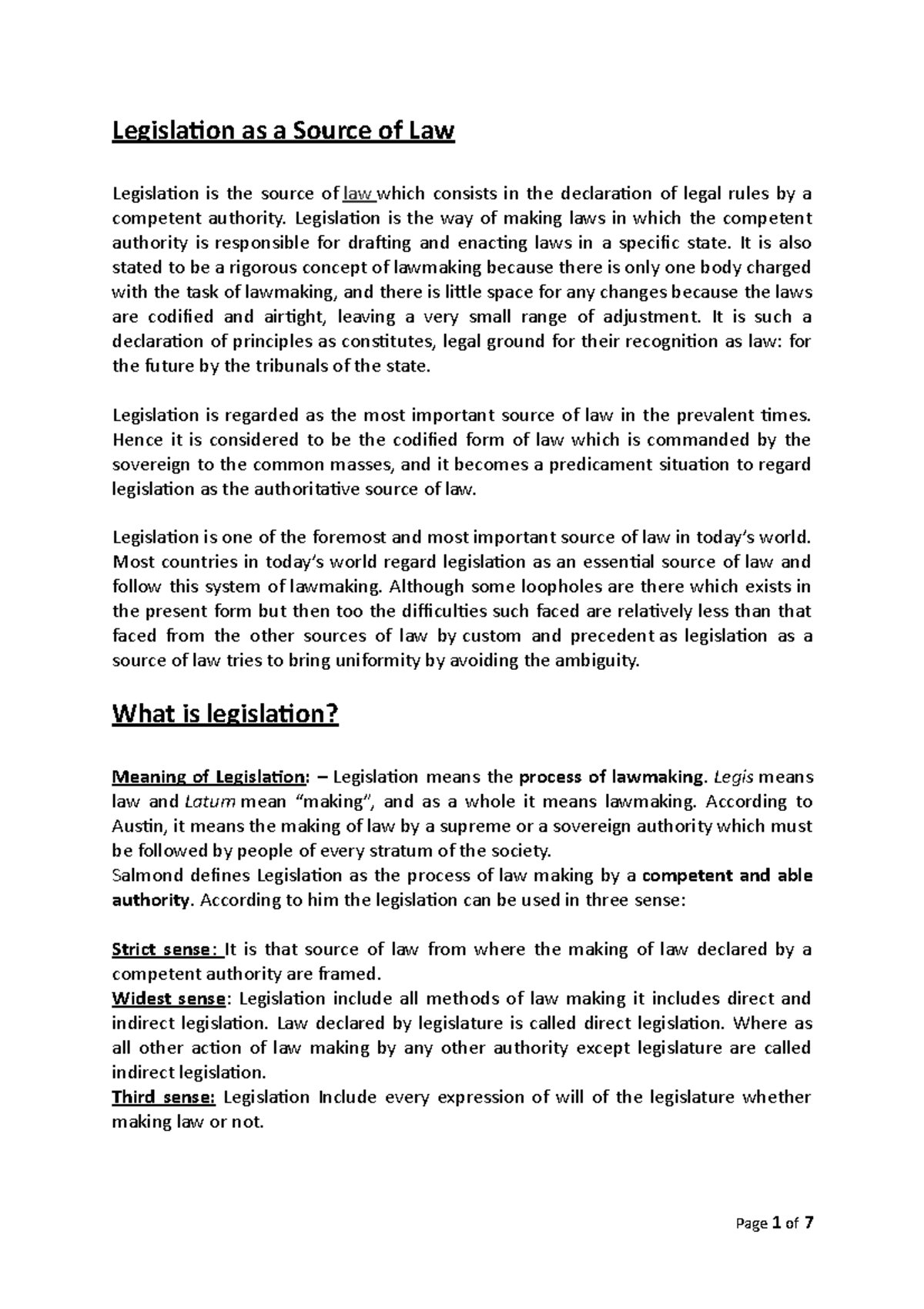 Legislation as a Source of Law - Legislation as a Source of Law ...