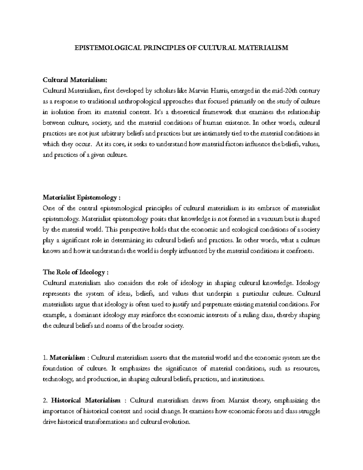 Epistemological Principles OF Cultural Materialism-7 - EPISTEMOLOGICAL ...