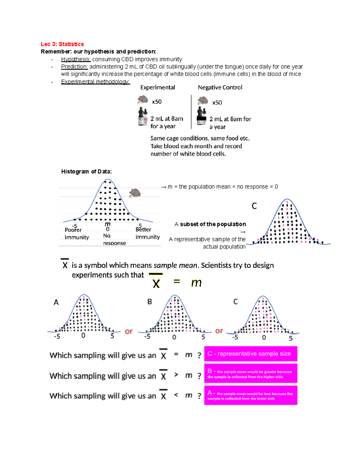 Lec 3 Statistics - Lec 3: Statistics Remember: our hypothesis and prediction: - Hypothesis ...