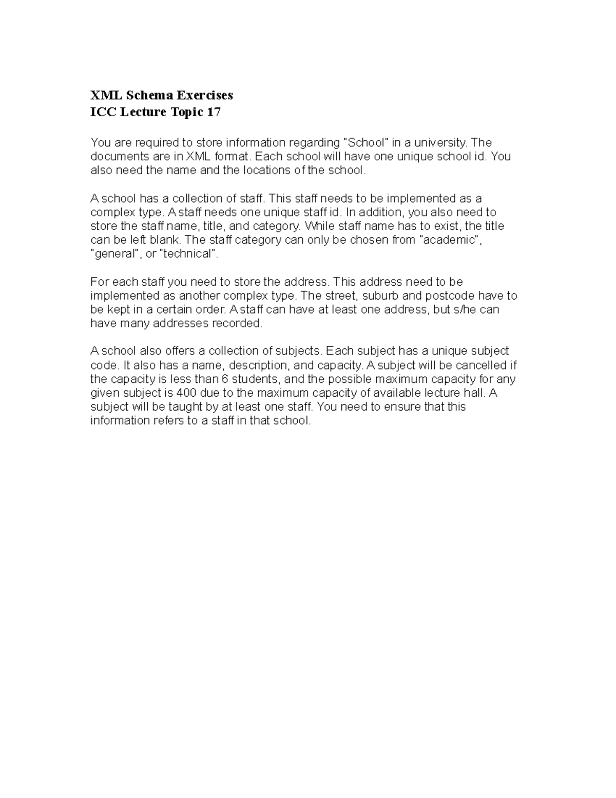 Practical Xml Schema Exercise 1 Solution Xml Schema Exercises Icc 6941