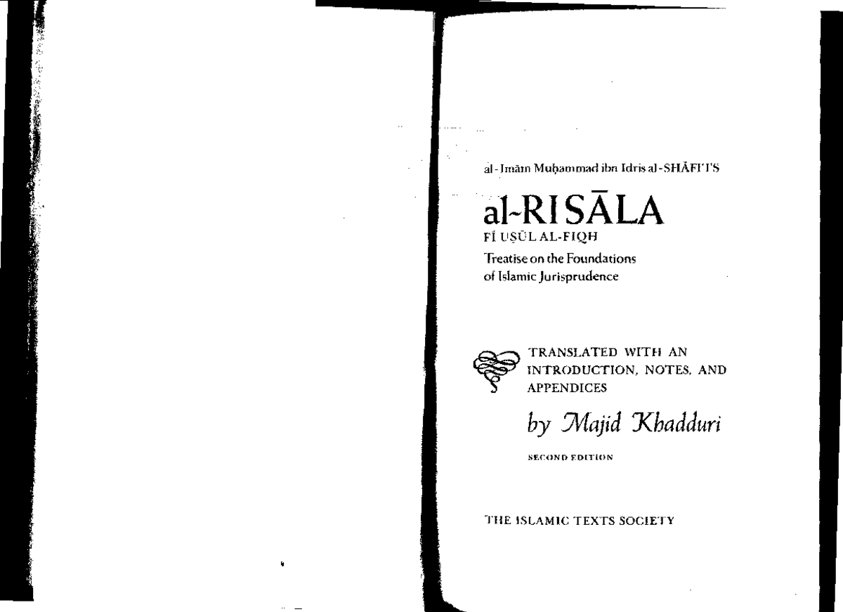 Imam Shafii al Risala Authority of the prophet translated by Majid ...