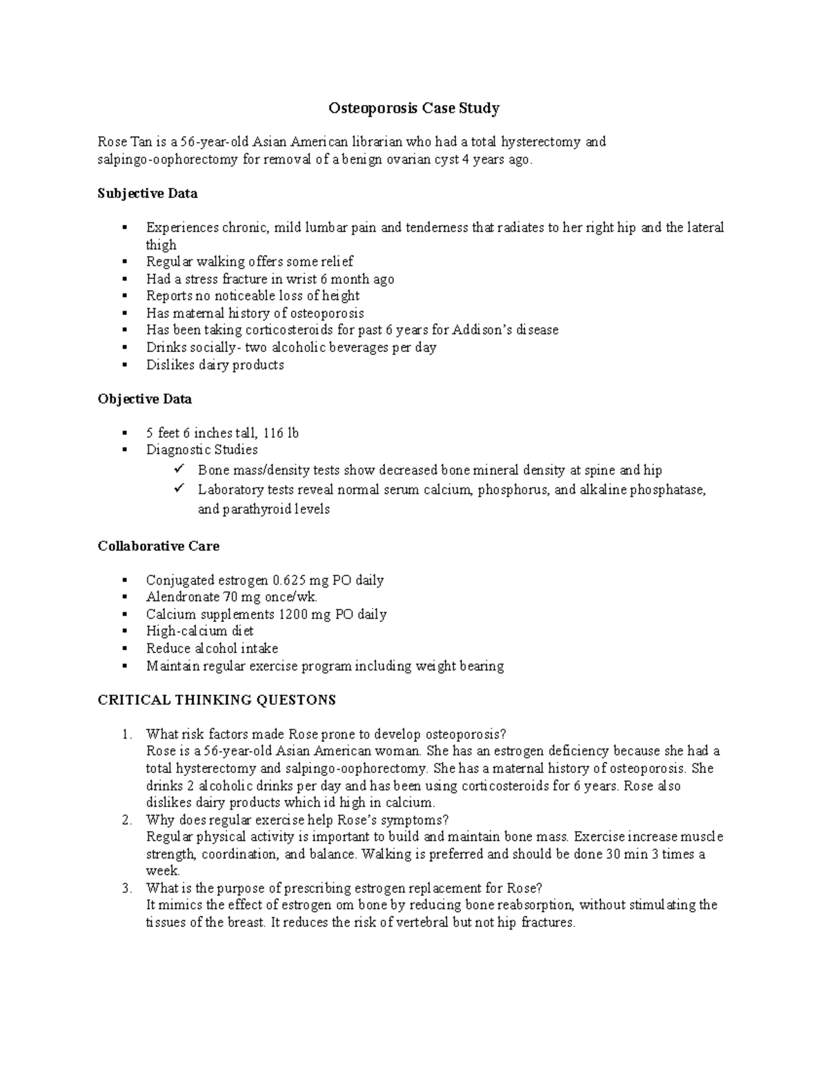 Osteocasestudy - Mobility case study - Osteoporosis Case Study Rose Tan ...
