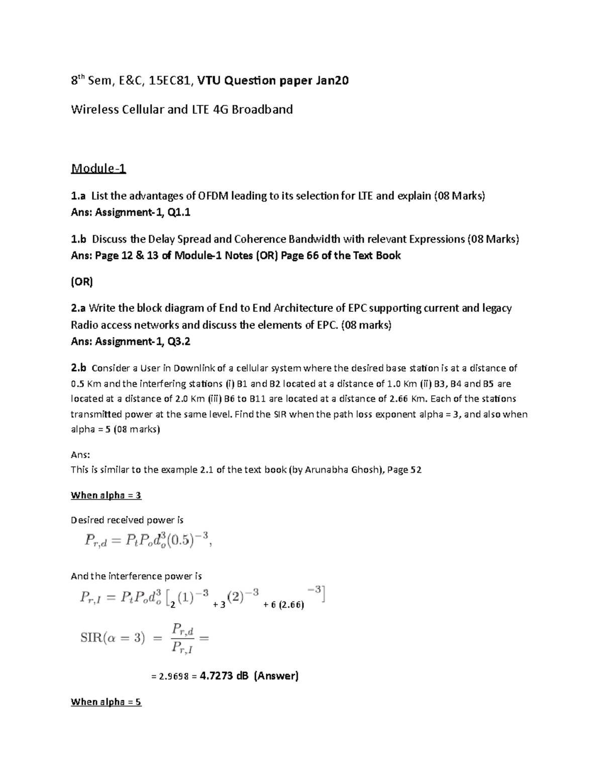Solutions to Jan20 VTU Question paper 15EC81 - 8 th Sem, E&C, 15EC81 ...