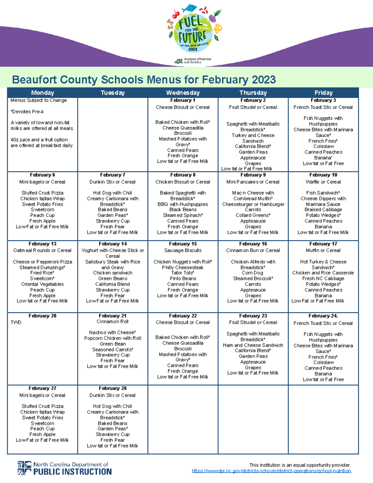 February 2023 Menu - okay this is something very special - Beaufort ...