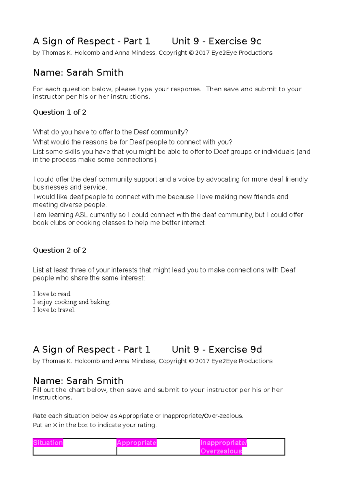 ASOR 111 - A sign of respect assignment. - A Sign of Respect - Part 1 ...