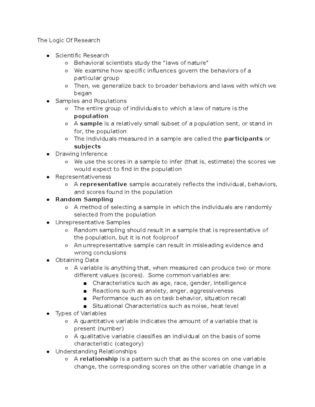 Chapter 2 Notes - The logic of research, sampling, etcmesu - The Logic ...
