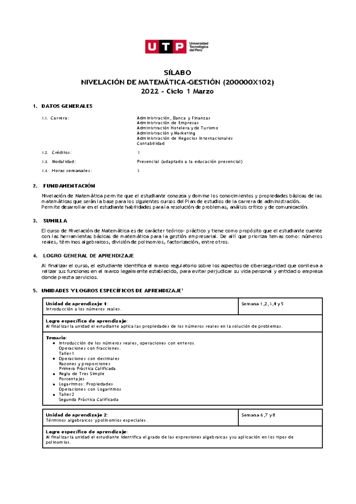 2000 00 X102 Nivelacion De Matematica Gestion - SÕLABO NIVELACI”N DE ...