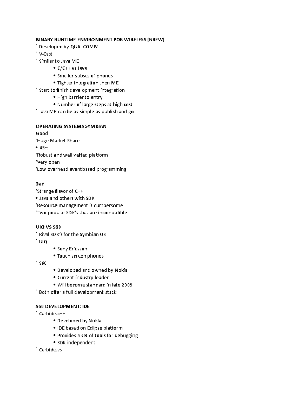 Mobile Application Part 2 - BINARY RUNTIME ENVIRONMENT FOR WIRELESS (BREW) Developed by QUALCOMM ...