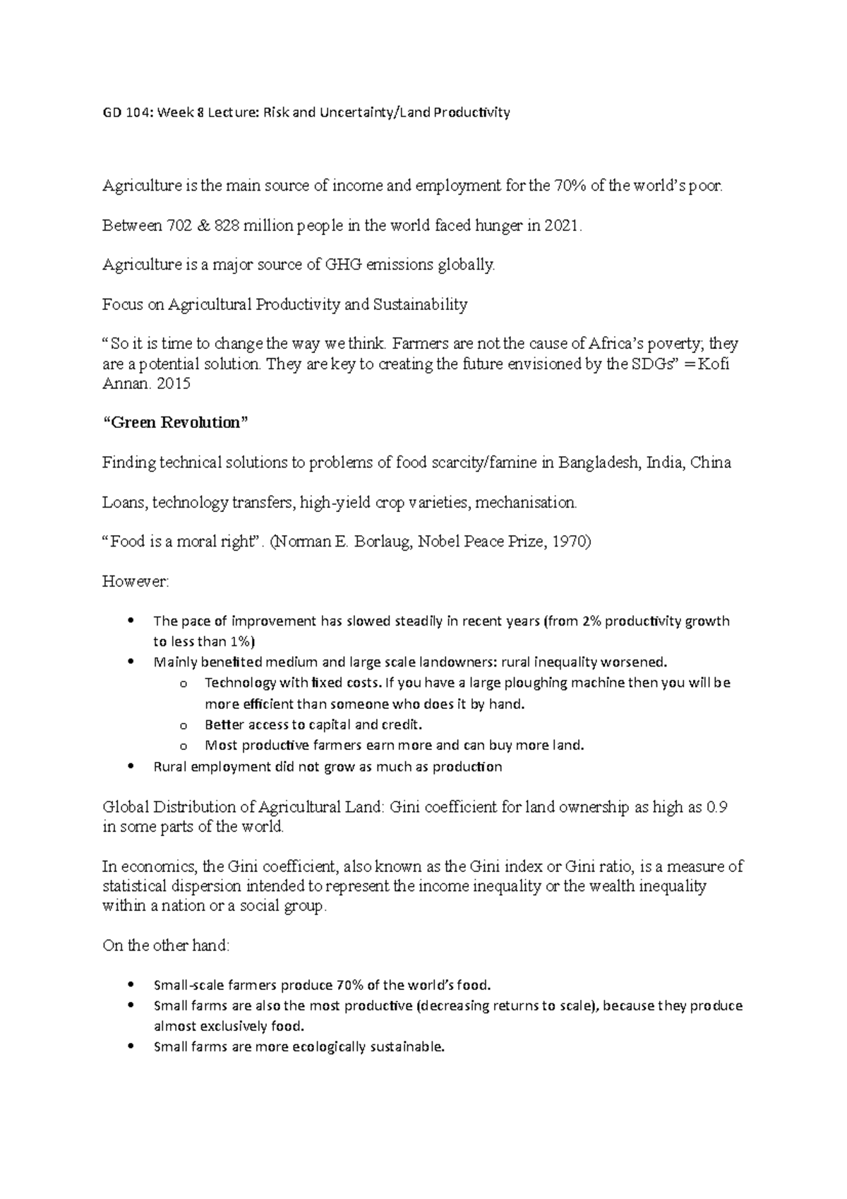 GD 104 Week 8 Lecture Notes - GD 104: Week 8 Lecture: Risk and ...