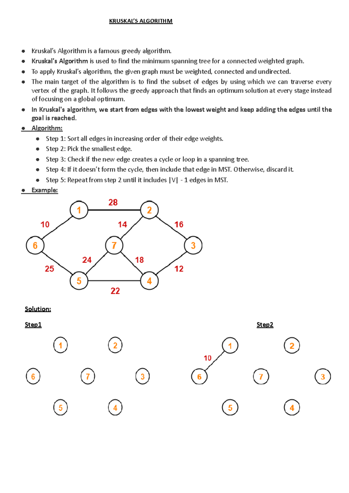 4.5 Kruskals algo - it is lecture note of topic in data structure for ...