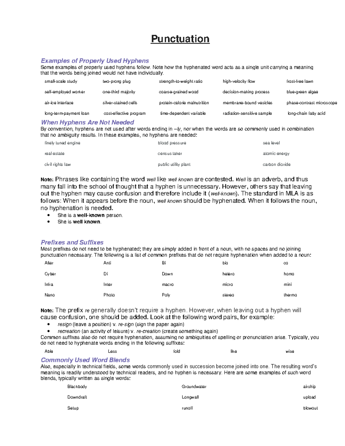 Punctuation notes-Part 2 of 2 - Punctuation Examples of Properly Used ...