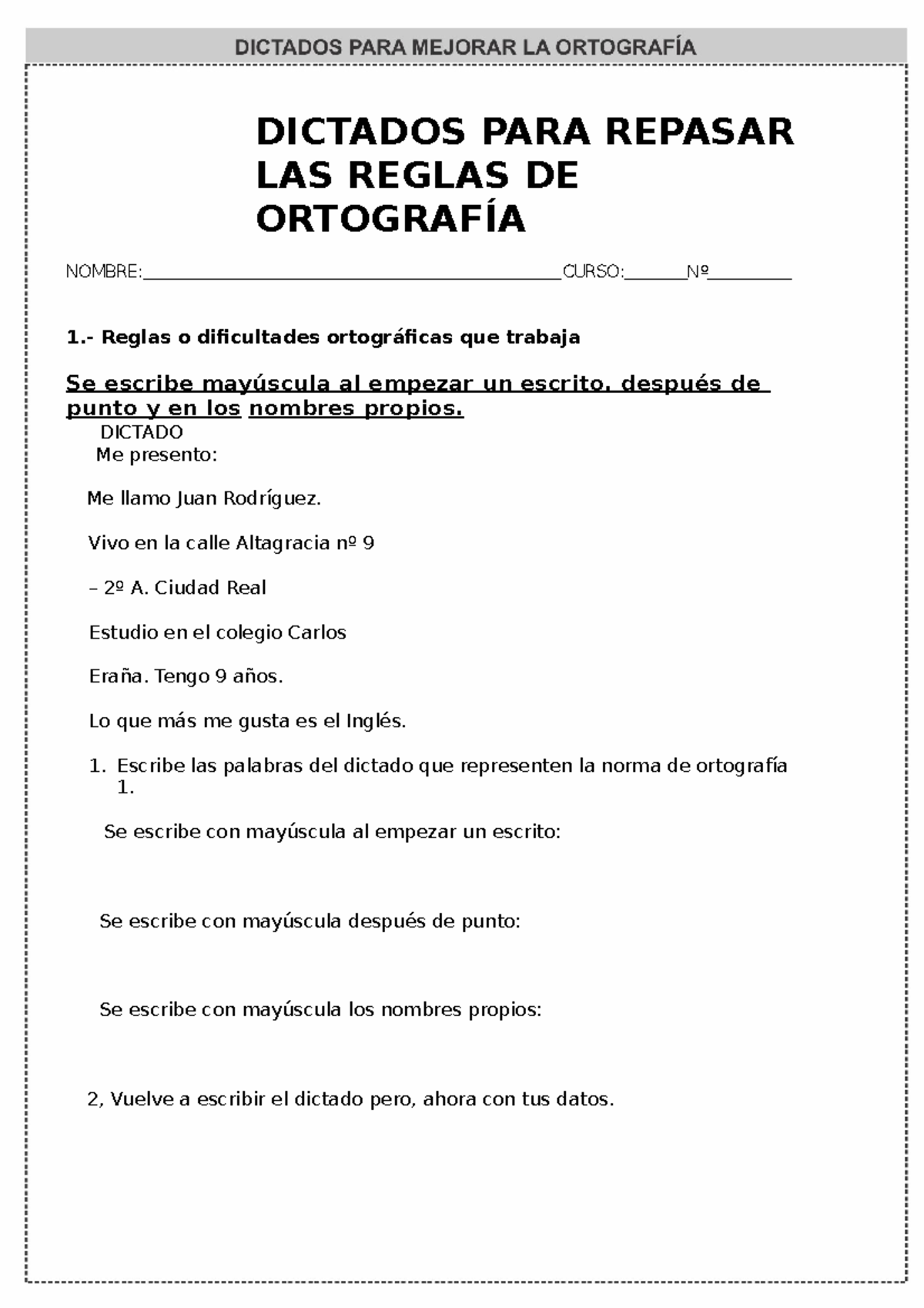 1 Cuaderno de dictado parte 2 - DICTADOS PARA REPASAR LAS REGLAS DE ...