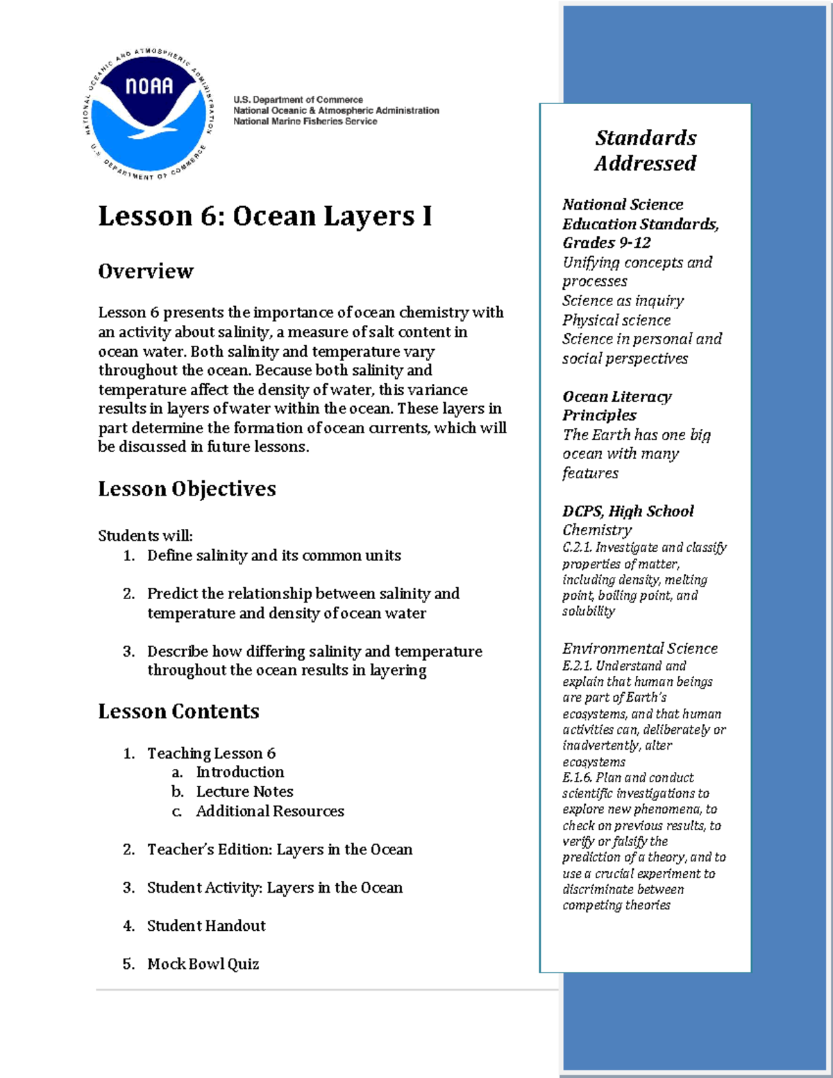 6-ocean layers - Summary Fizică - Lesson 6: Ocean Layers I Overview ...