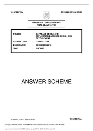TEST ICT450 2022 - Question - UNIVERSITI TEKNOLOGI MARA TEST 1 COURSE ...