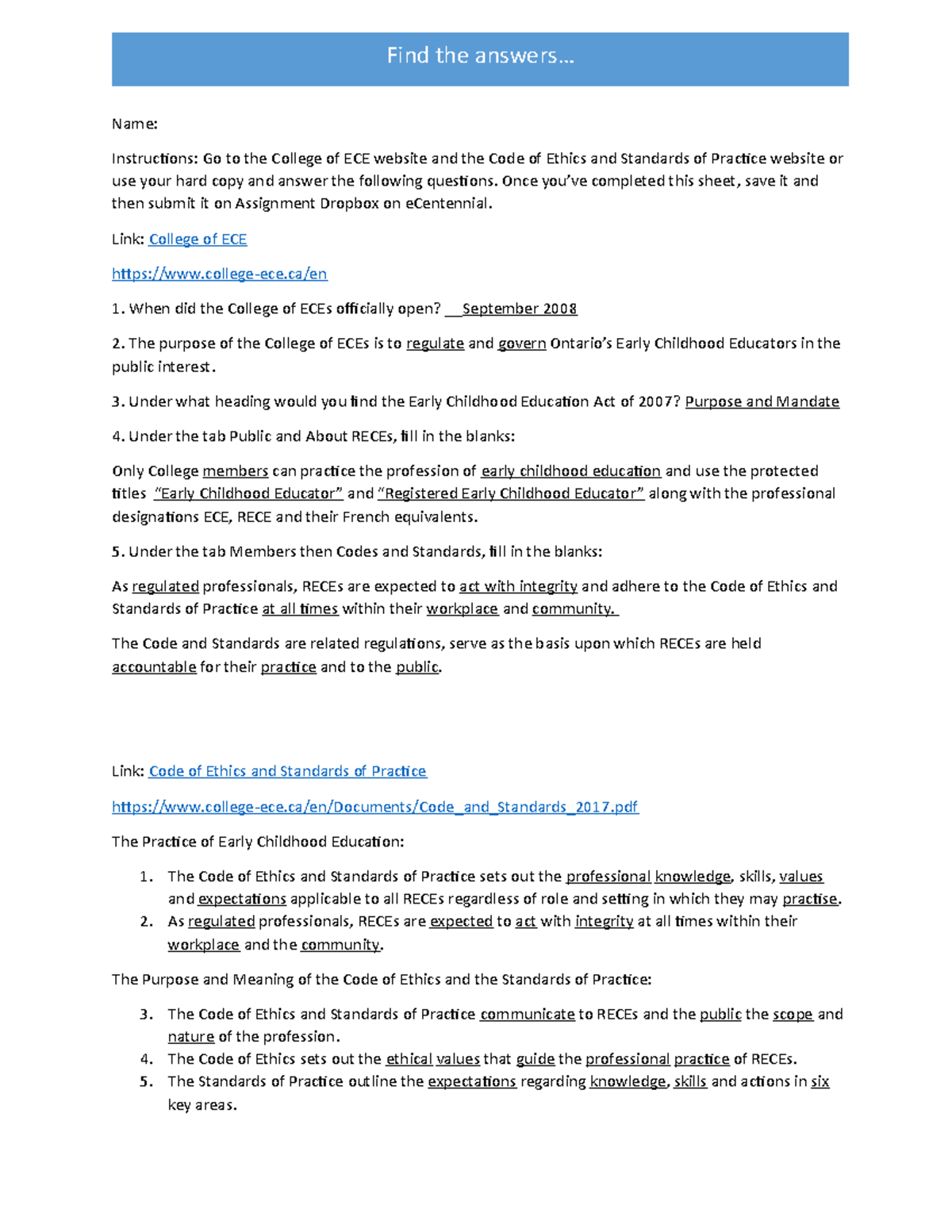 Find the answers Week 5 - Name: Instructions: Go to the College of ECE ...