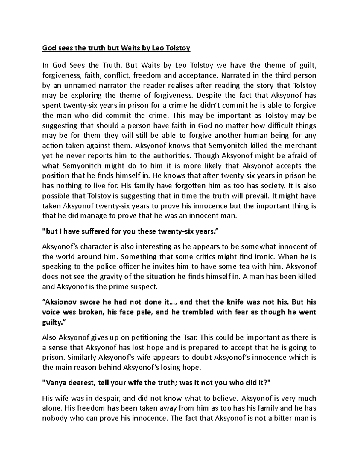 God sees the truth but Waits by Leo Tolstoy - Narrated in the third ...