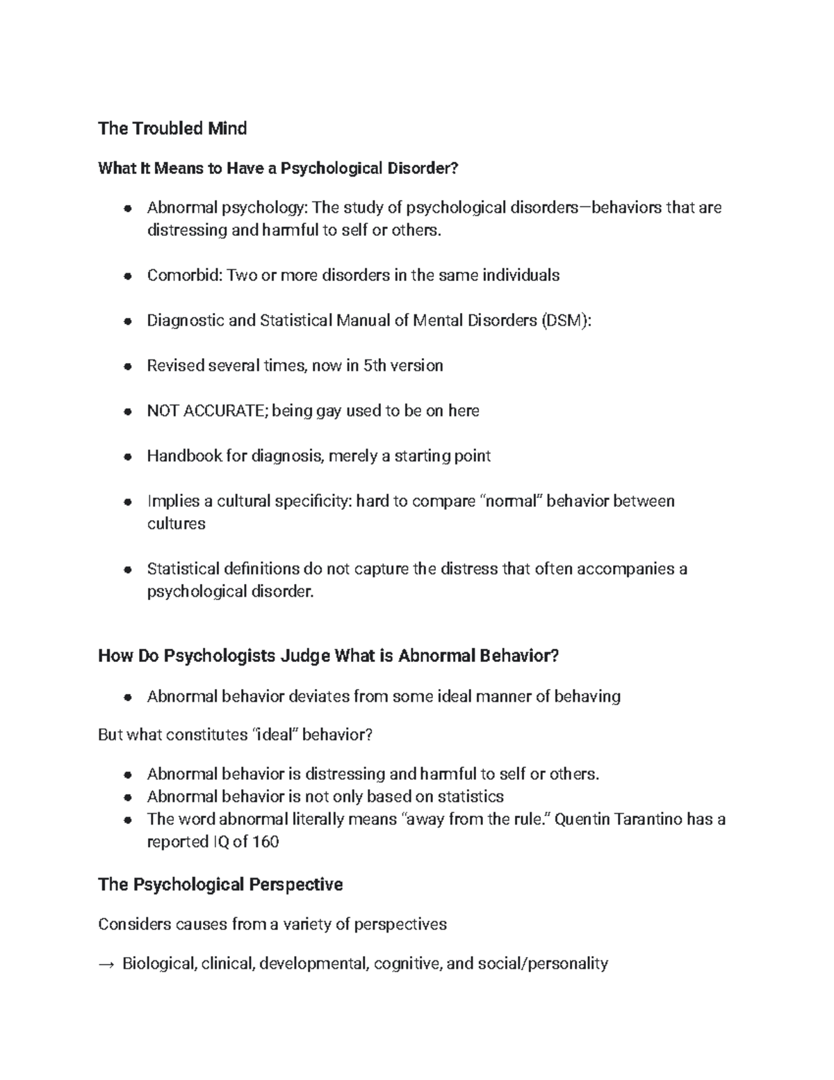 General Psychology Chapter 14 Part 1 - The Troubled Mind What It Means ...