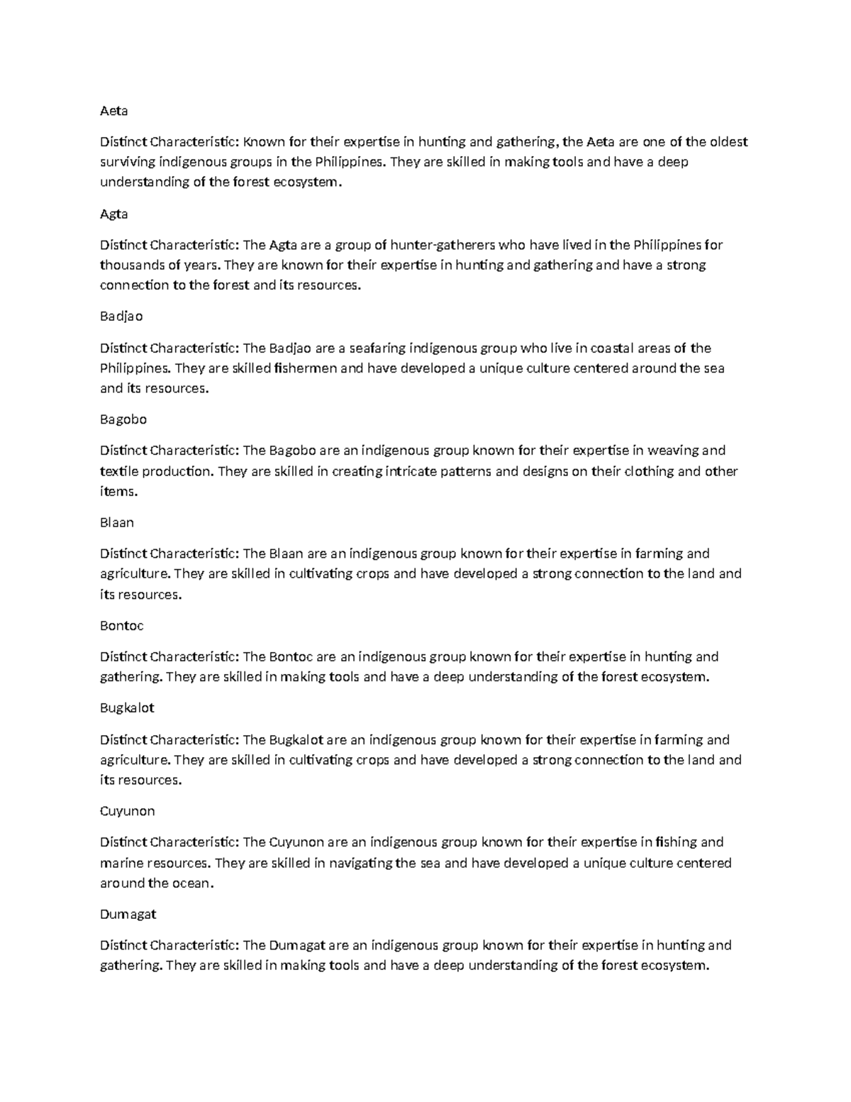 IP Aeta - IP characteristics - Aeta Distinct Characteristic: Known for ...